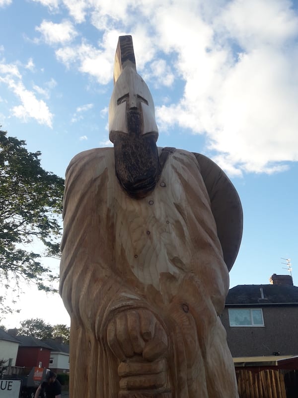 Spartan Warrior Carving | Bill Pierce Wood Sculpture